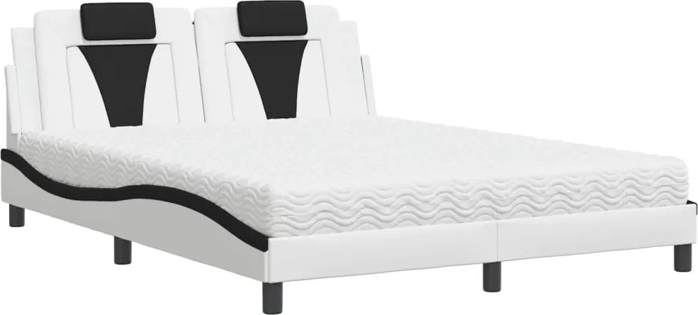 Postel Viana s matrací bílá a černá 160 x 200 cm umělá kůže 3208809