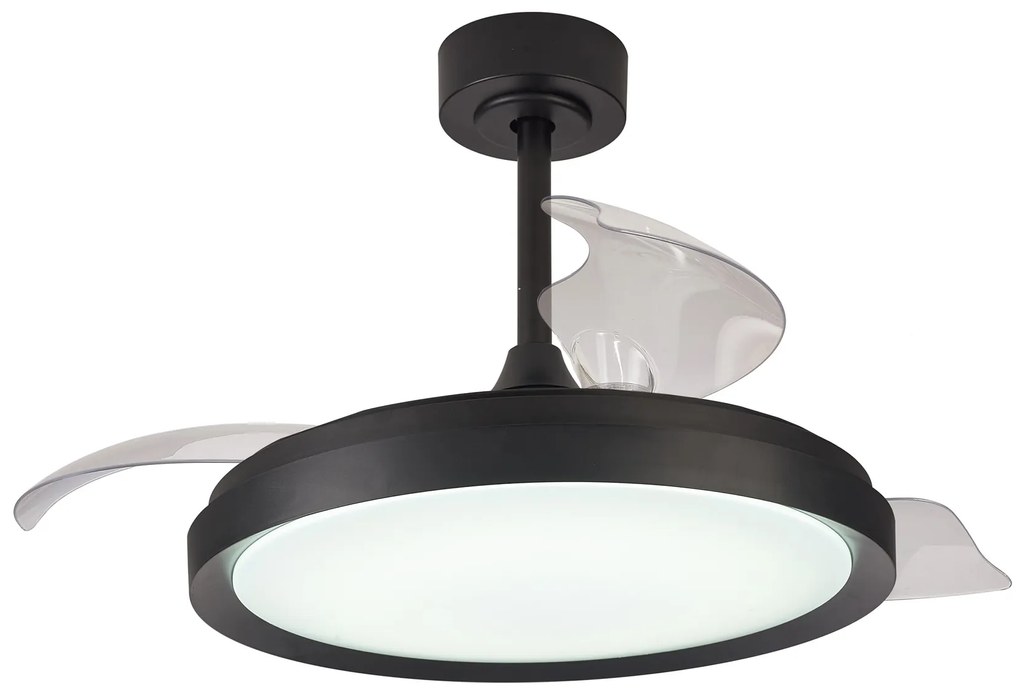 Mantra Mistral, rozvinovací ventilátor se svítidlem a dálk. ovladačem, LED 50W 3000-6500K, černá, průměr 51/106cm