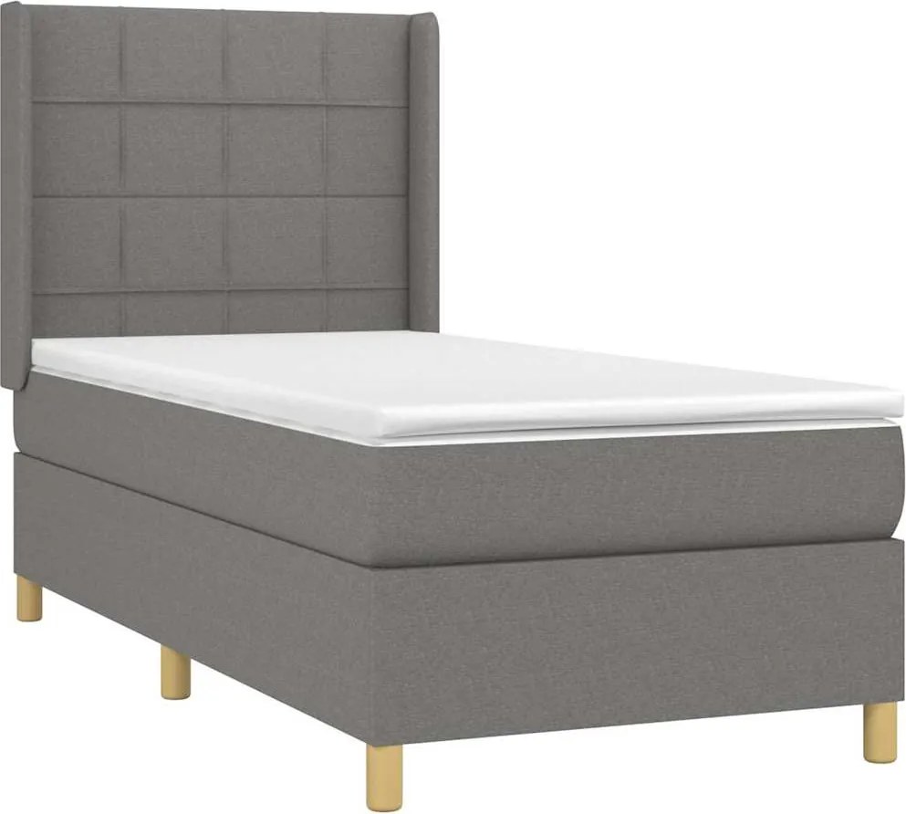 Box spring postel s matrací tmavě šedá 90x190 cm textil 3131954