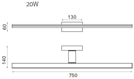 Mantra 6762 Morne, nástěnné svítidlo nad zrcadlo, chrom, LED 20W 1800lm 4000K, šířka 75cm, IP44