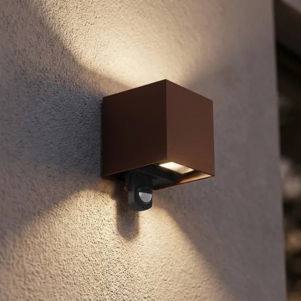 Brilagi - LED Venkovní nástěnné svítidlo se senzorem CUBE LED/6W/230V hnědá IP65