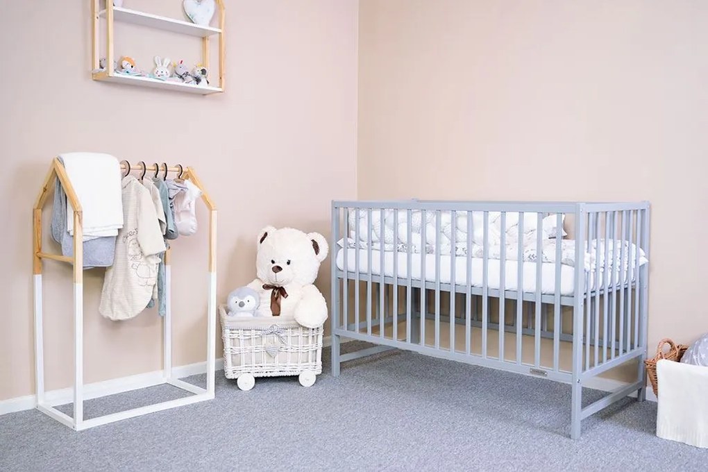 Dětská postýlka New Baby BASIC šedá