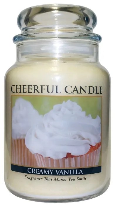 Cheerful Candle Vonná svíčka ve skle Krémová Vanilka - Creamy Vanilla, 24oz