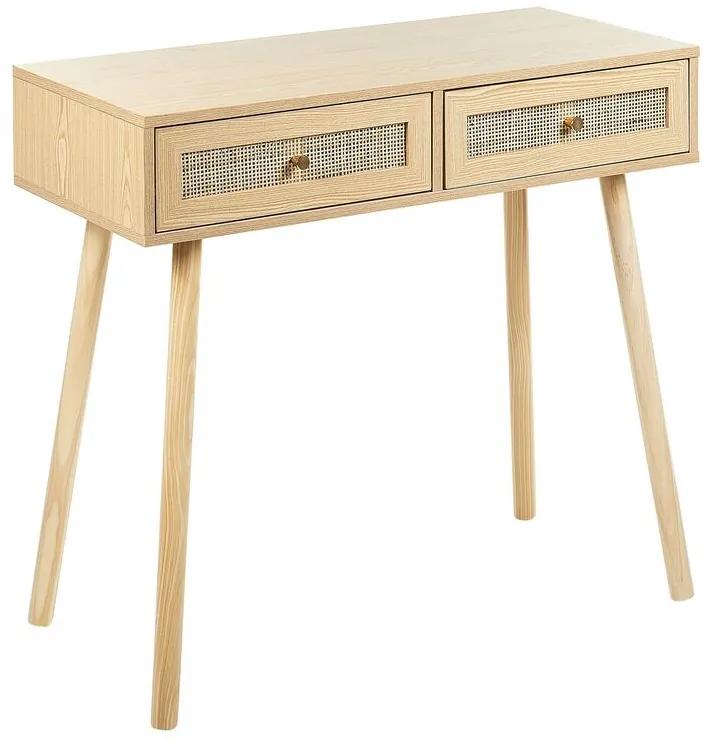Konzolový stolek se 2 zásuvkami světlé dřevo ODELL Beliani