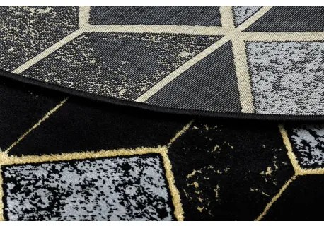 Dywany Luszczow Kusový koberec, kulatý GLOSS  400B 86, 3D geometrický černý / zlato Rozměr koberce: 150 cm KRUH