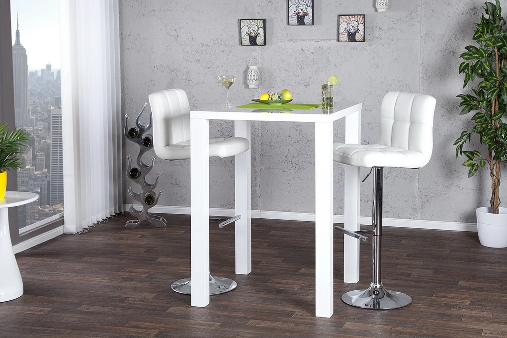 Moebel Living Barový stolek VAGON 80 cm bílá