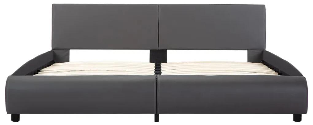 vidaXL Rám postele s LED světlem šedý umělá kůže 180 x 200 cm
