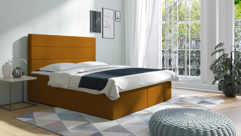 Eka Kontinentální čalouněná postel Malibu - Riviera (200x200 cm) Barva látky Riviera: Královská modrá (81)