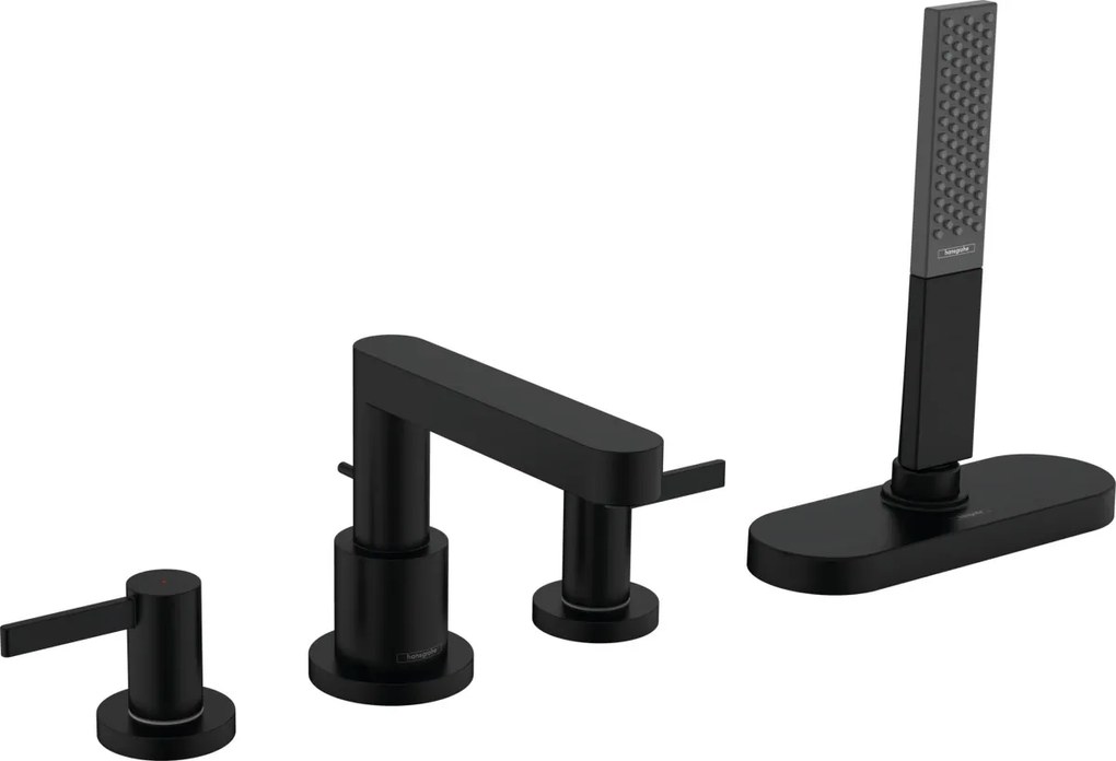Hansgrohe Finoris, baterie na okraj vany, 4-otvorová instalace, sBox, černá matná, 76444670