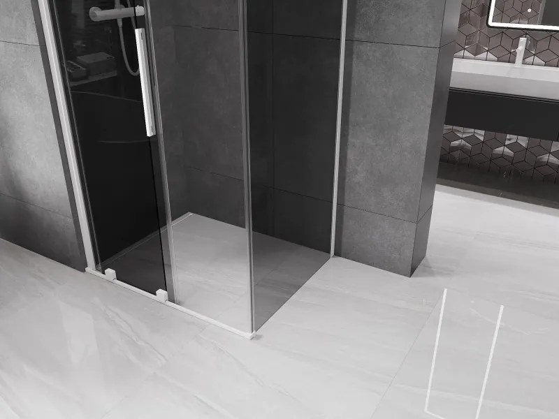 Mexen Velar, sprchový kout s posuvnými dveřmi 100 x 85 cm, 8mm šedé sklo, bílá matná, 871-100-085-41-20