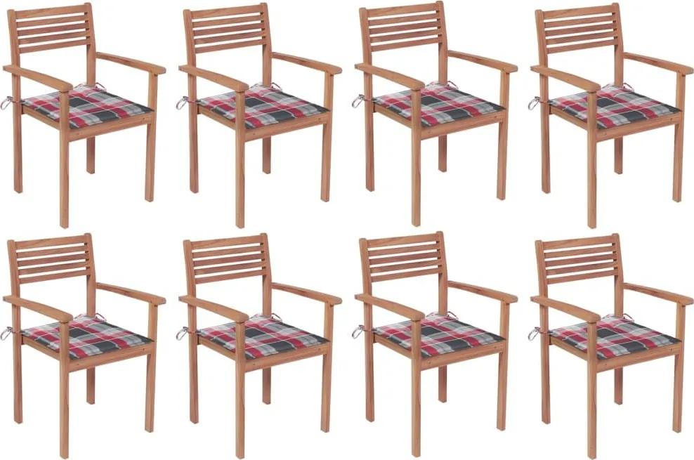 vidaXL Stohovatelné zahradní židle s poduškami 8 ks masivní teak [3072601] Barva: Modrá