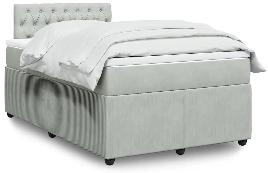Box spring postel s matrací světle šedá 120x190 cm samet 3289992