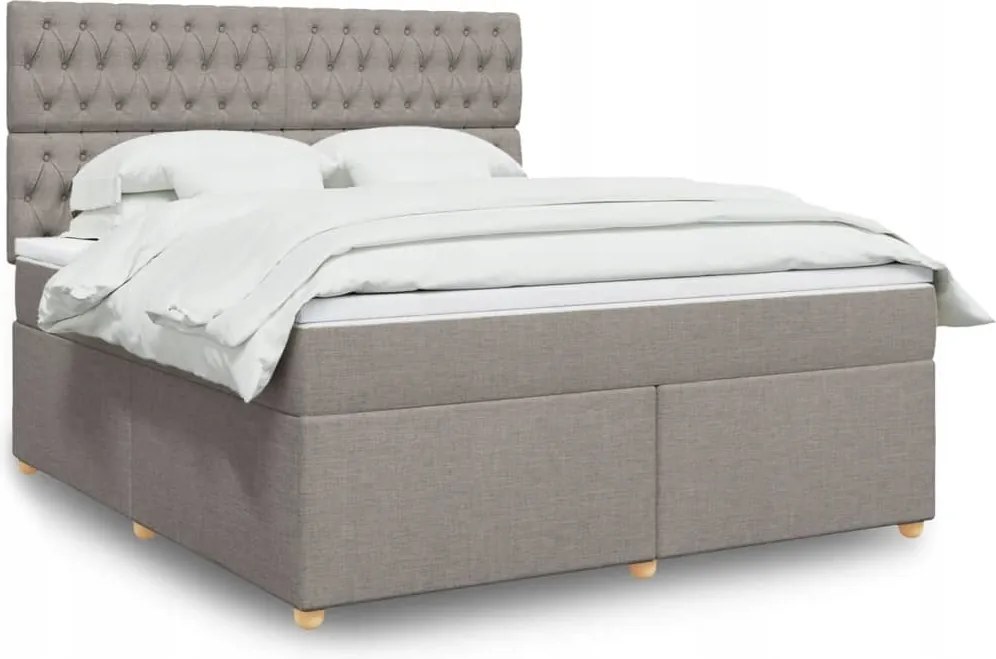 Box Spring Postel S Matrací Textil Taupe Prošívaný design 180 x 200 cm