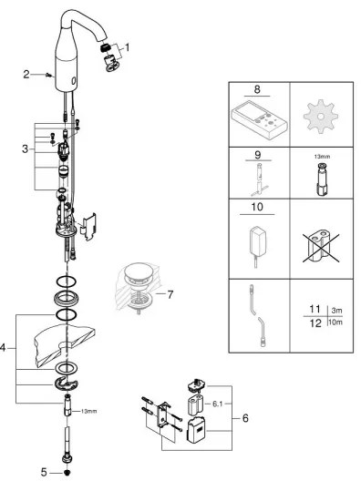 GROHE 36446000 - Infra elektronická baterie ESSENCE E lesklý chrom