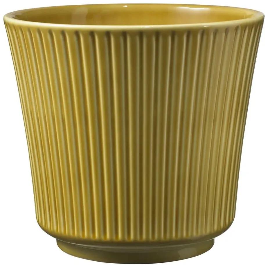 Žlutý keramický květináč Big pots Gloss, ø 12 cm