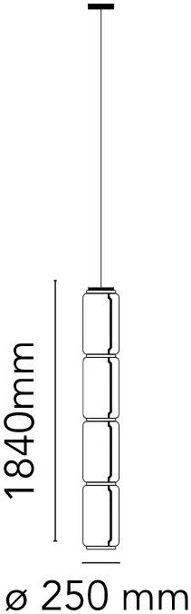 Flos Noctambule S4 Low Cylinders, závěsné svítidlo ze skla, 5x9W LED 2700K, výška 184cm