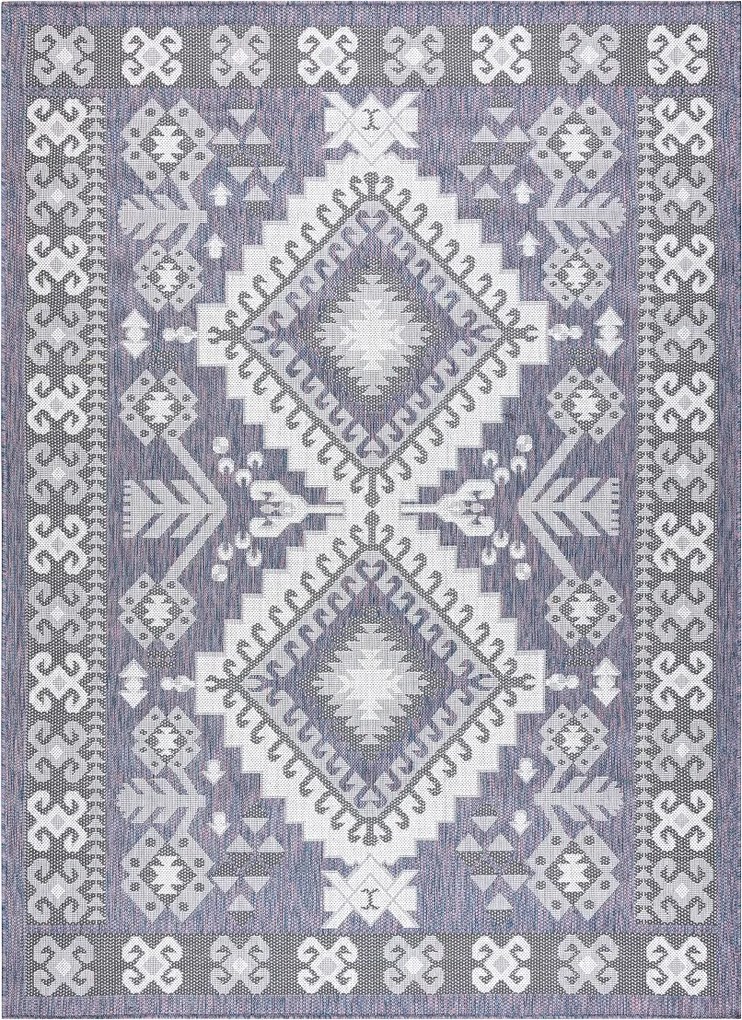 Kusový koberec Sion Sisal Aztec 3007 blue/pink/ecru – na von aj na doma, 80x150, modrá, chodba / predsieň, Dywany Łuszczów