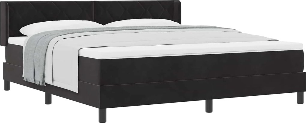 Postel s boxspringem s čelo Černý 200 x 180 cm samet 3341536