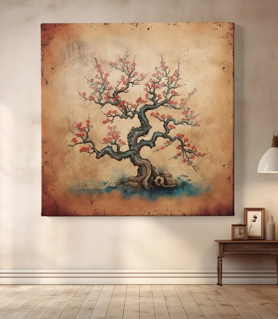 Obraz na plátně - Strom života stará Čína FeelHappy.cz Velikost obrazu: 100 x 100 cm
