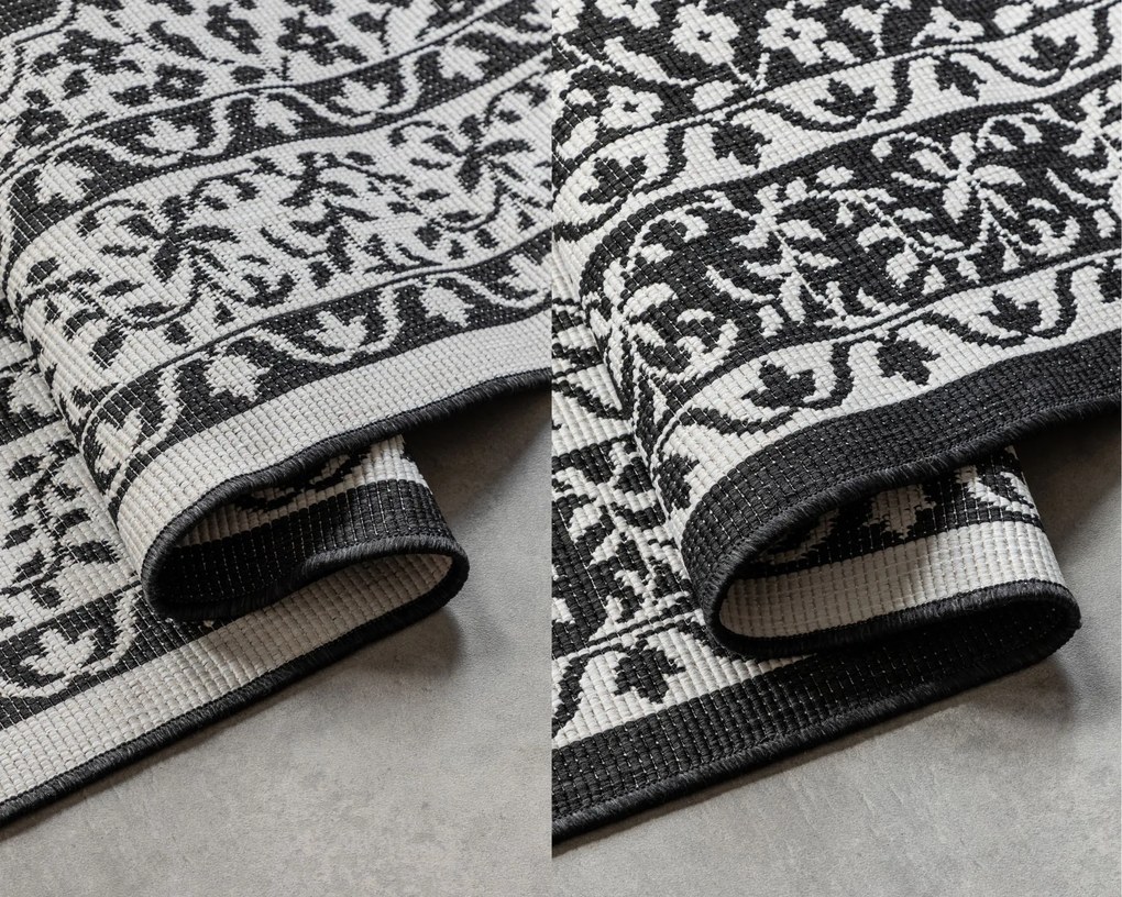 ELLE Decoration, Kusový koberec Gemini 106024 Black z kolekce Elle – na ven i na doma, 80x150, černobílá, chodba / předsíň