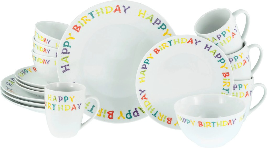 XXXLutz KOMBINOVANÁ SOUPRAVA Happy Birthday 16dílné Creatable - Online Only nádobí - 007768064701