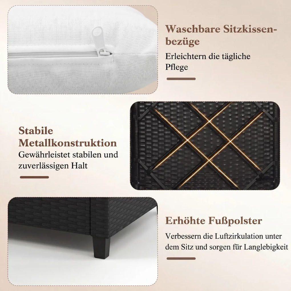 Costway 3 PCS. Ratanová sada Gartenmöbel inkl. 2 Sessel a 1 Beistelltisch – bílý
