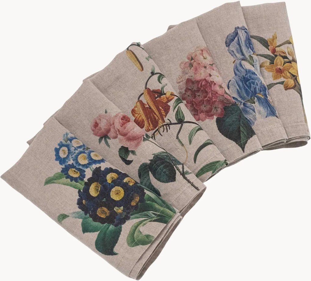 Sada lněných ubrousků Garden Flowers, 6 dílů