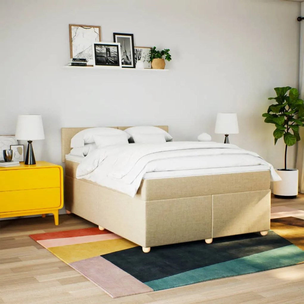 Box spring postel s matrací krémová 140x200 cm textil 3289001