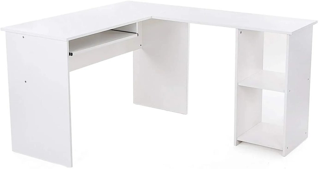 SONGMICS Rohový PC stůl bílý 140x120 cm