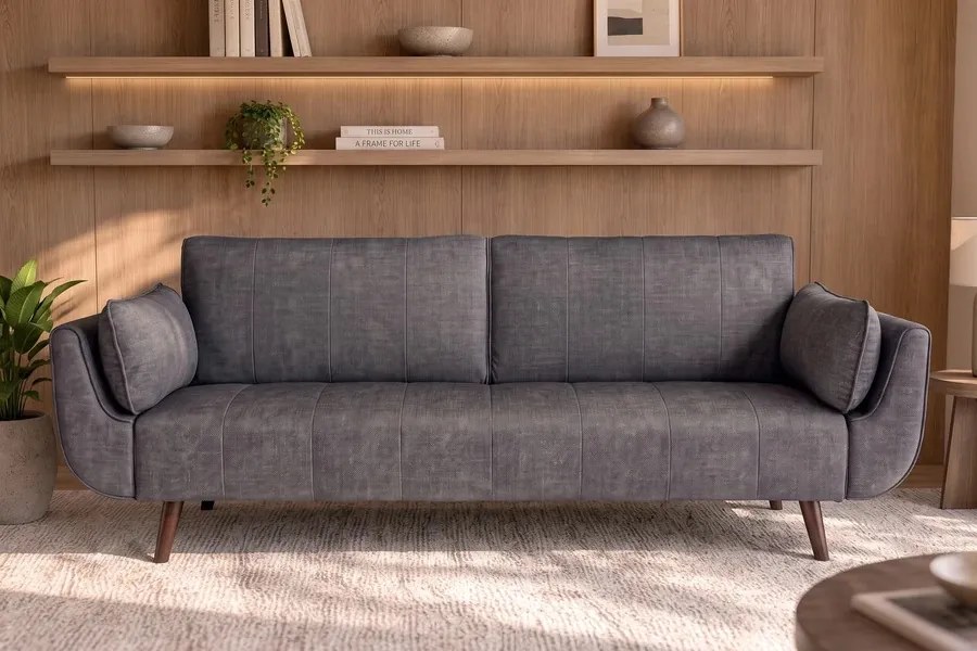 Designová rozkládací pohovka Amiyah 220 cm šedý samet