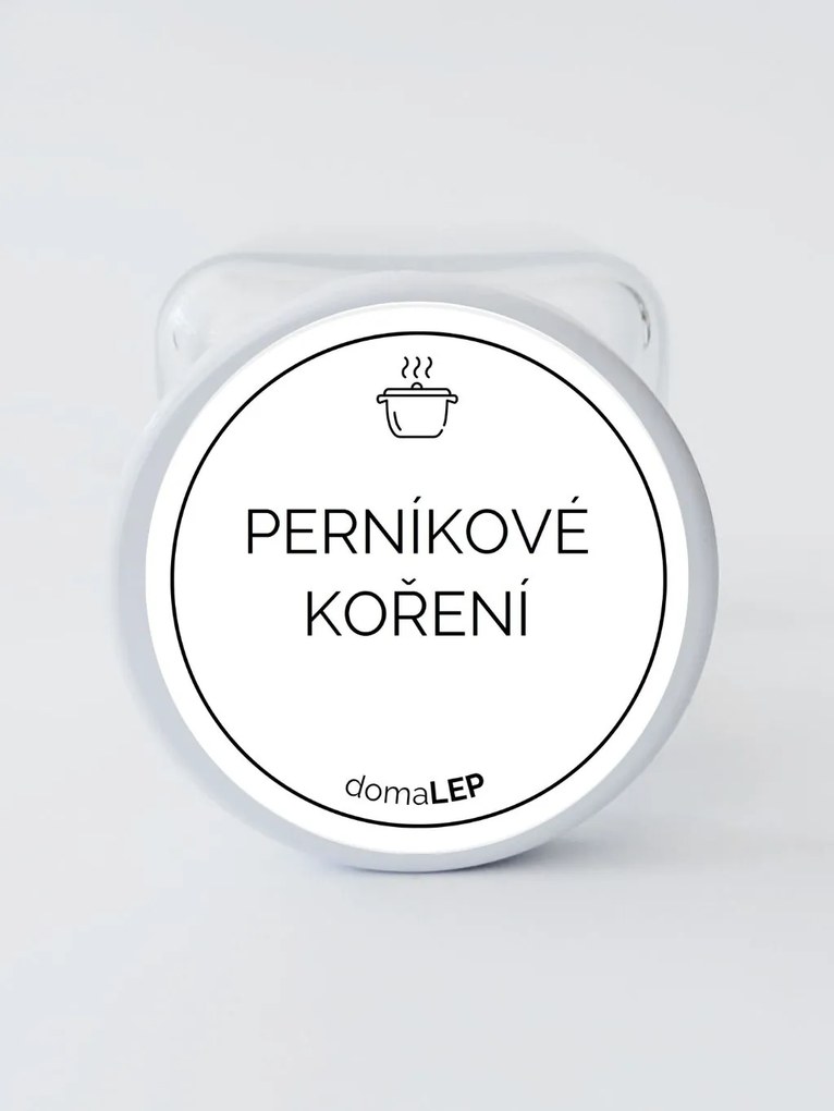 Samolepka na kořenky PERNÍKOVÉ KOŘENÍ bílá 5 cm základní písmo