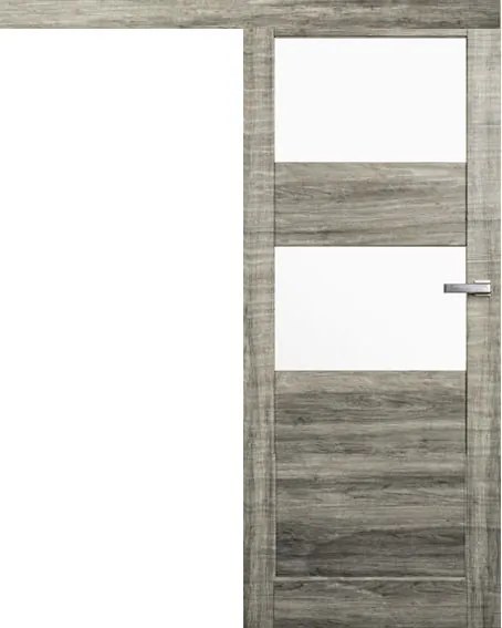 posuvné interiérové dveře na stěnu vasco doors TEO model 4 Průchozí rozměr: 70 x 197 cm, Orientace dveří: Levé dveře, Dekor: Bílá