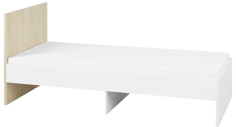 ML FURNITURE Postel - ELMO 14, 90x200 cm, matná bílá/buk fjord, s roštem