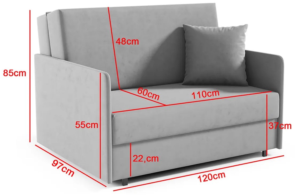 Eka Pohovka AMERYKANKA 170, 125 cm Barva látky: KRONOS 09 (Tmavá modrá)