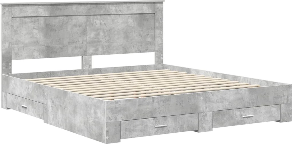 Rám postele s čelo Betonově šedá 200 x 200 cm Kompozitní dřevo 3410286
