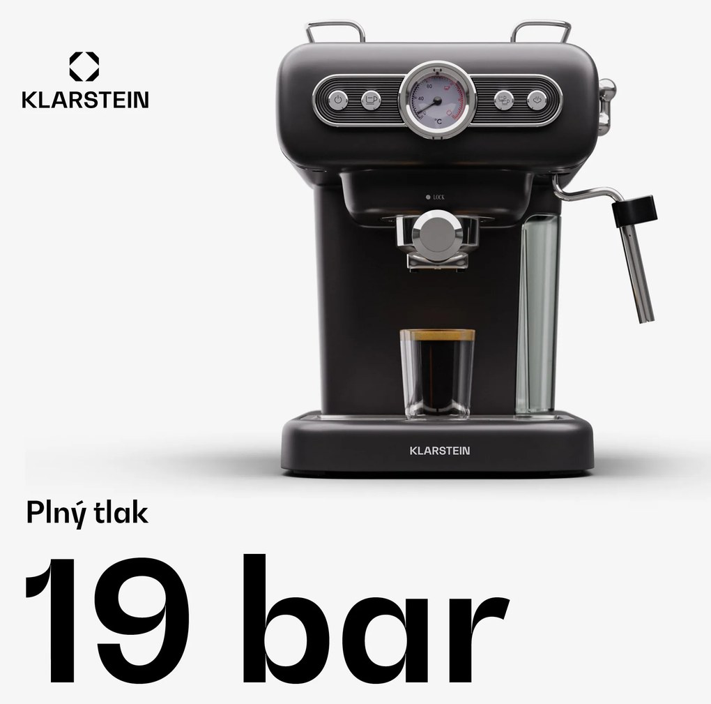 Klarstein Espressionata Evo, espresso kávovar, 950W, 19 bar, 1,2 l, 2 šálky