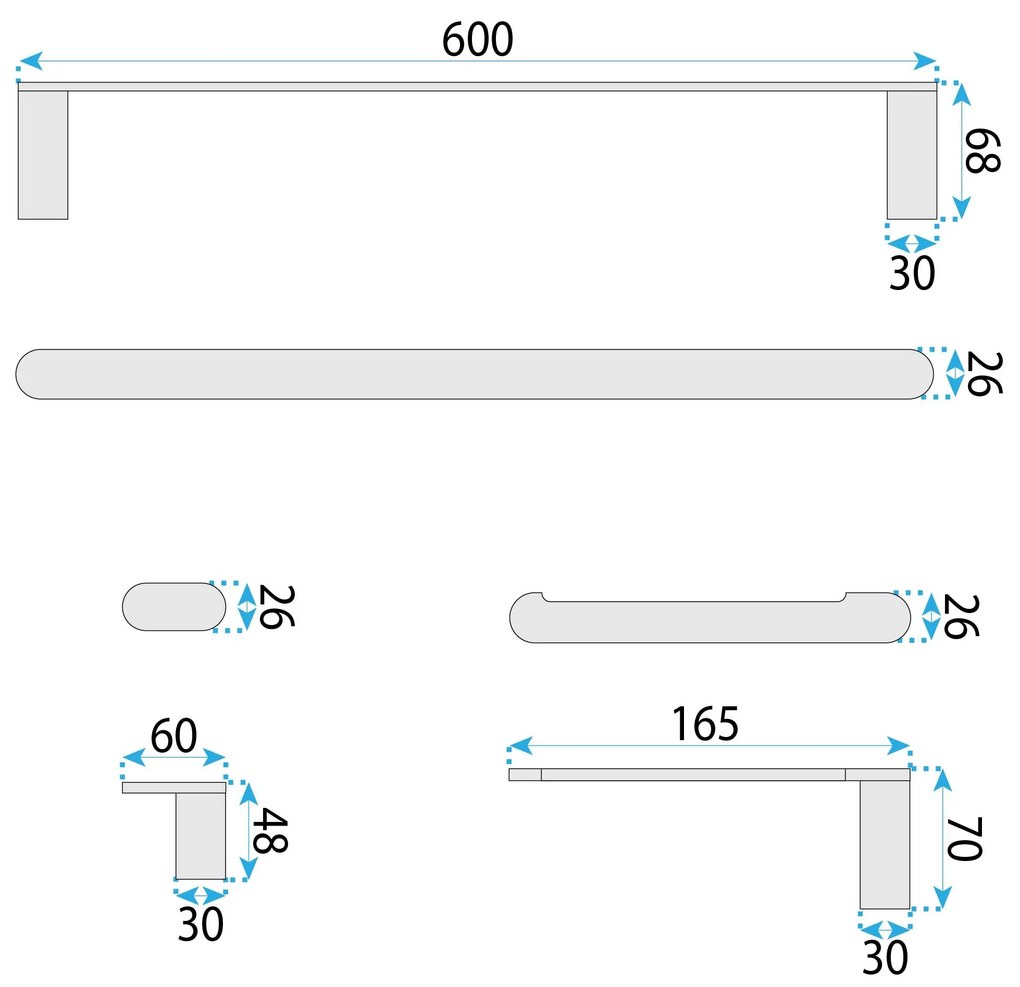 Sada 4 koupelnových doplňků REA Mati, zlatá