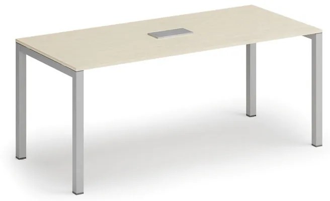 Stůl SQUARE 1800 x 800 x 750, bílá + stolní zásuvka TYP IV, stříbrná
