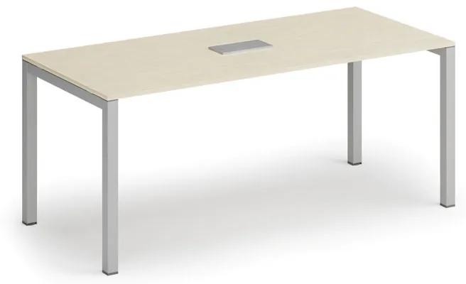 Stůl SQUARE 1800 x 800 x 750, bříza + stolní zásuvka TYP IV, stříbrná