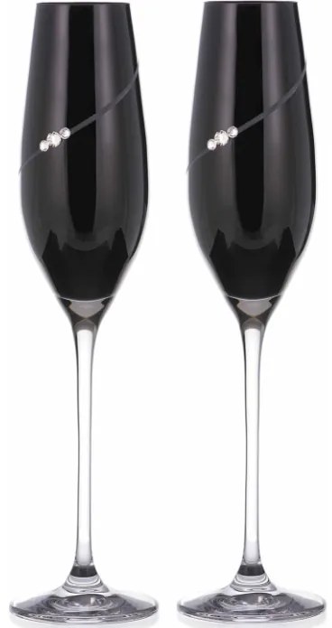 Diamante sklenice na šampaňské Silhouette City Black s kamínky Swarovski 210ml 2KS