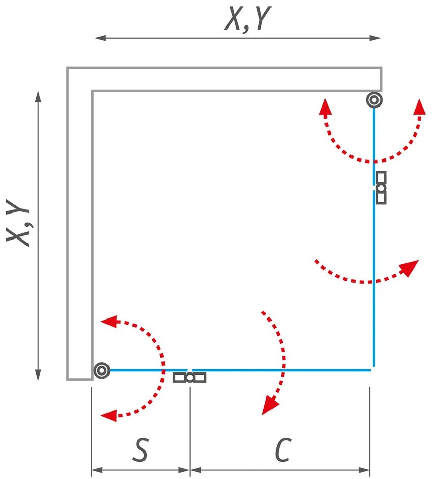 Roth Tower Line obdélnikový sprchový kout 80 x 120 x 201 cm brillant transparent TZOL1/800_TZOP1/1200 Koupelny Bernold