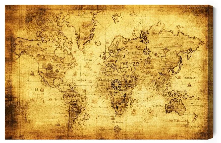 Obraz Mapa Starověkého Světa Nedostatek Nedostatek Přírodní plátno 120x80