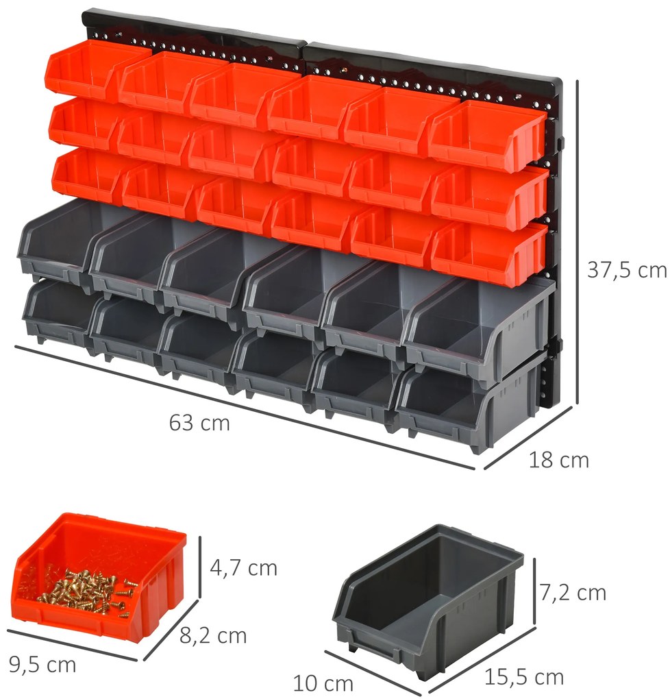 Durhand Otevřené úložné boxy ve 2 velikostech, praktické držáky na nářadí pro organizaci a přehled | Aosom.de