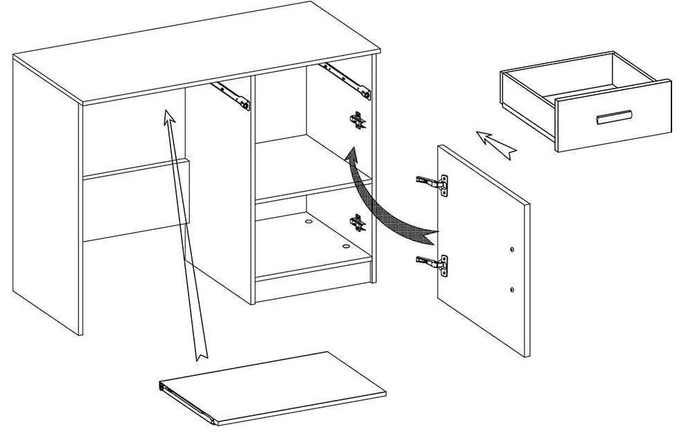 IDZ Psací stůl SMYK II 08, 110 cm Bílá + Grafit / Barevné úchytky Barva: Červená
