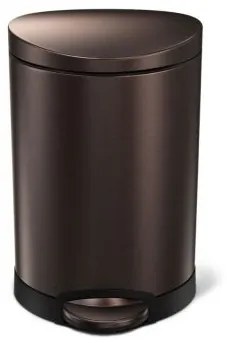 Pedálový odpadkový koš Simplehuman – 6 l, půlkulatý, tmavý bronz