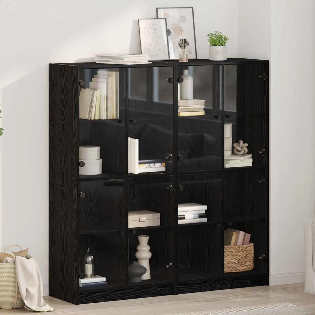 Vysoký bufet 2 ks Černý dub 68 x 37 x 142 cm Kompozitní dřevo 3402646