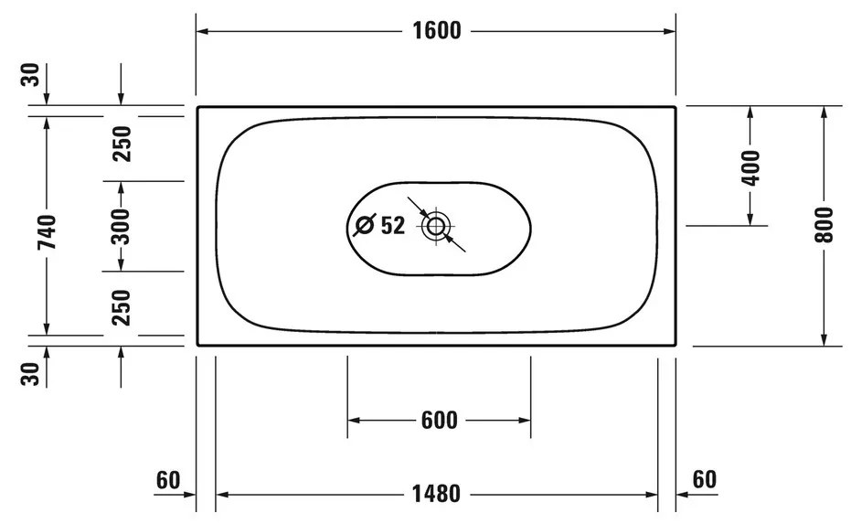 Duravit XViu - Vana s kovovým podstavcem, Bílá 700444000B10000