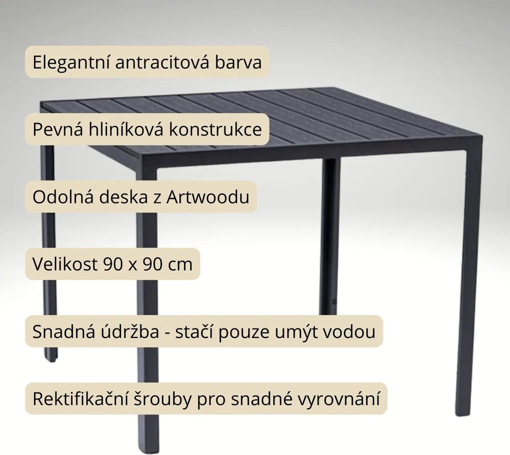 Vikio Venkovní malý zahradní set 90x90 pro 4 osoby DK301 antracit
