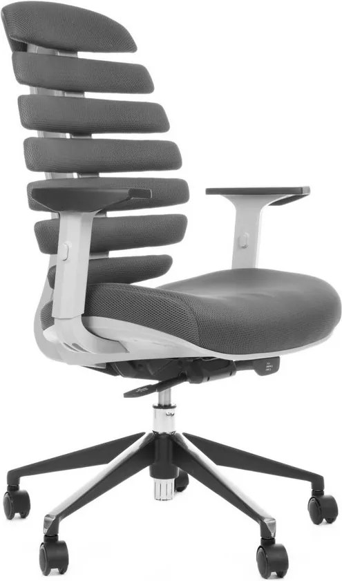Kancelářská židle FISH BONES šedý plast, šedá látka TW12