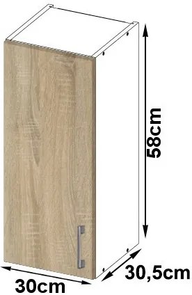 Horní kuchyňská skříňka LIMA W30 /580/ bílá / dub sonoma